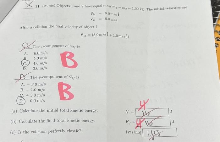 Solved 11. (25 pts) Objects 1 and 2 have equal mass | Chegg.com