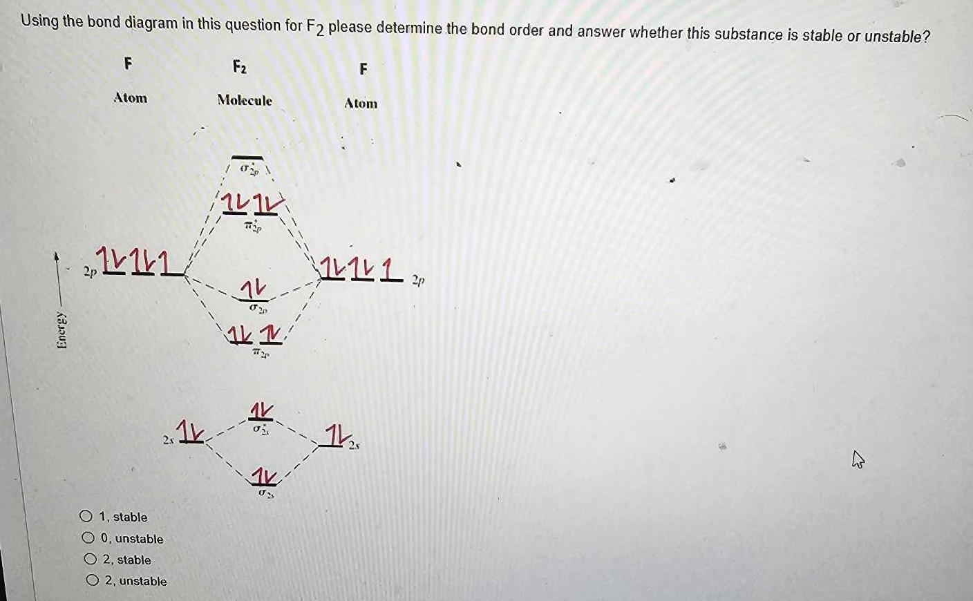 Solved Using the bond diagram in this question for F2 please | Chegg.com