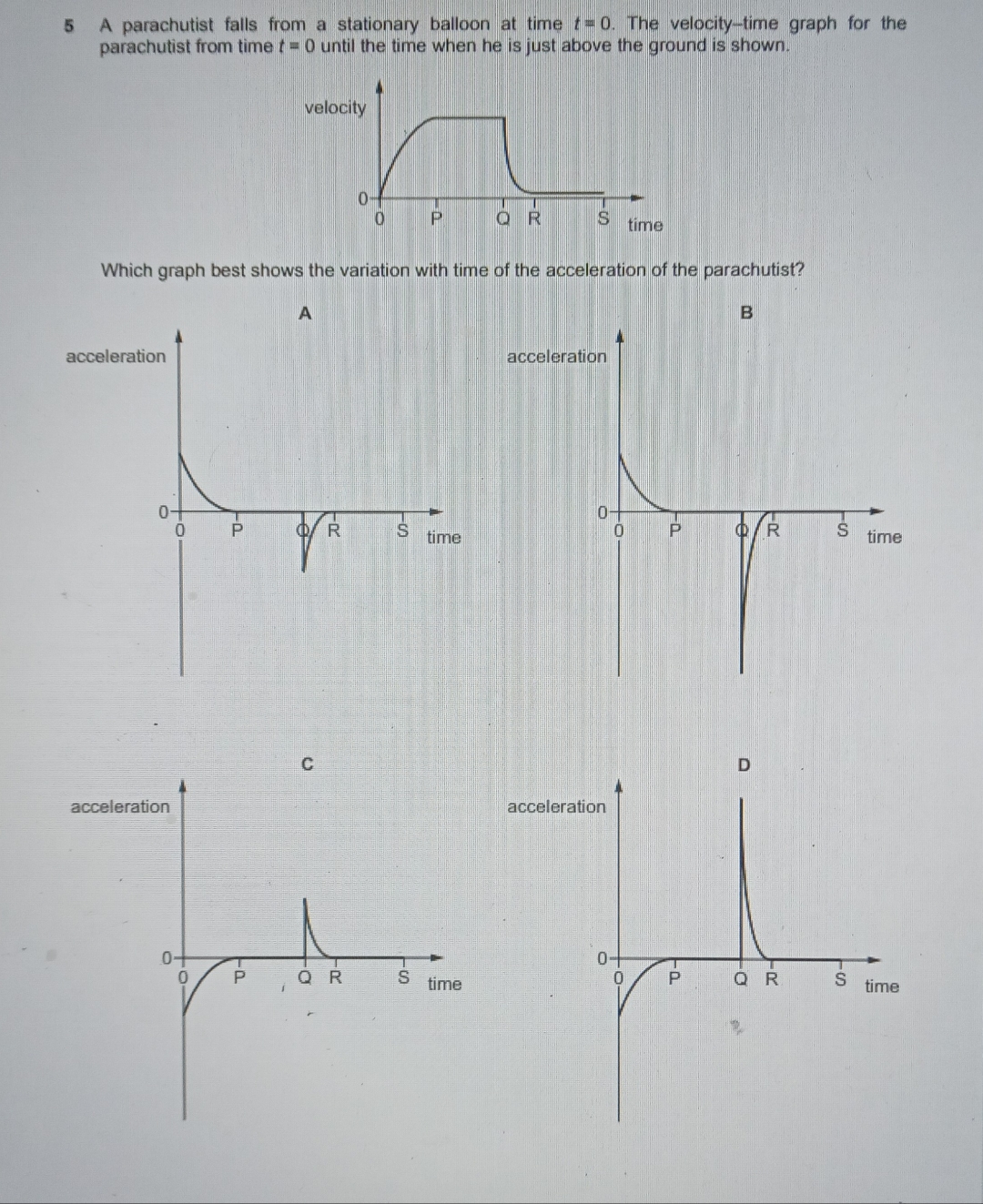 Solved 5 ﻿A parachutist falls from a stationary balloon at | Chegg.com