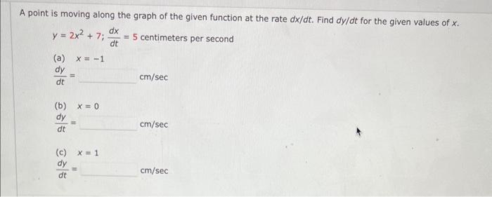 Solved A point is moving along the graph of the given | Chegg.com