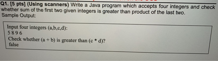 Solved Q1.15 pts] (Using scanners) Write a Java program | Chegg.com