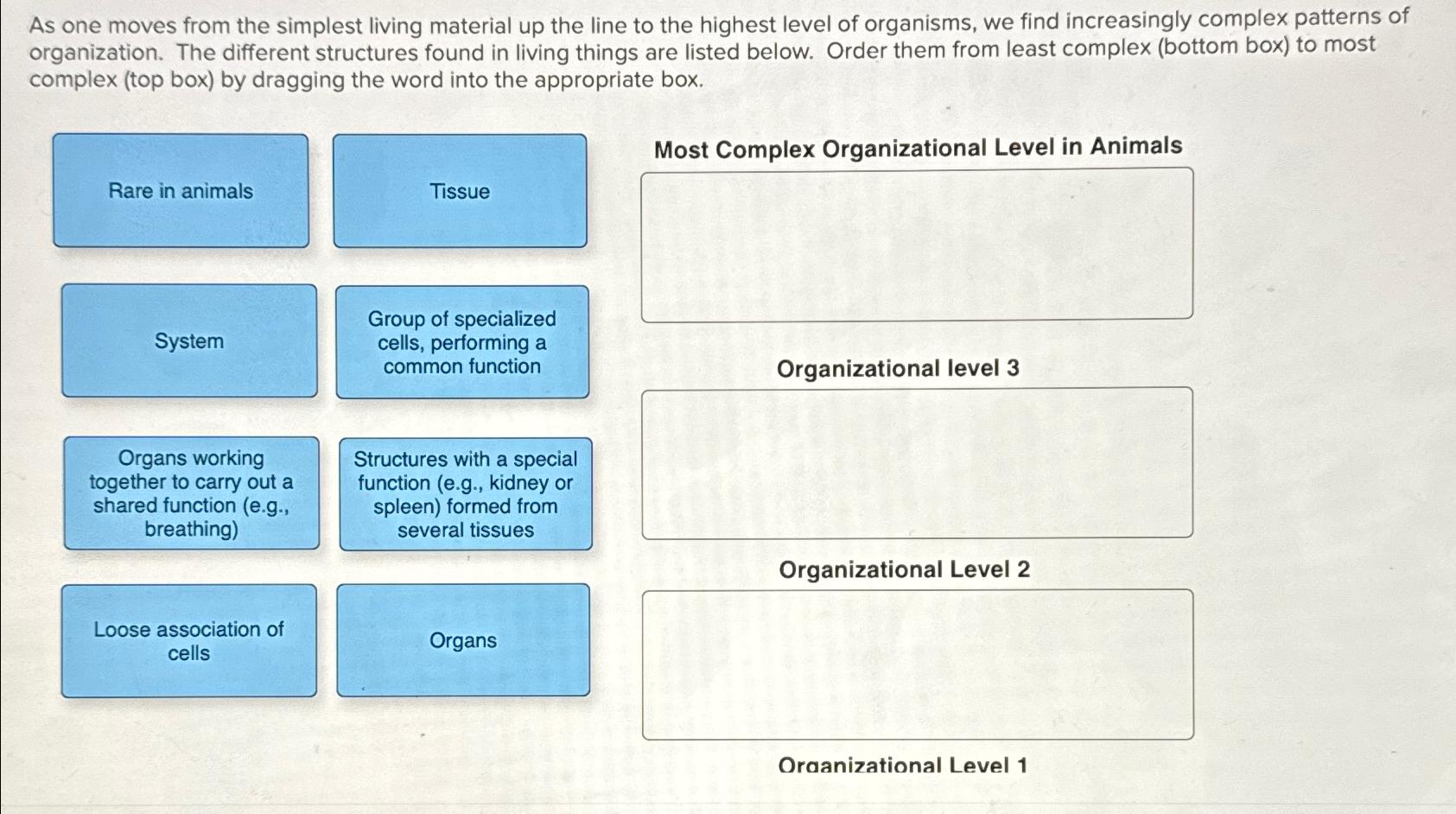 Solved As one moves from the simplest living material up the | Chegg.com