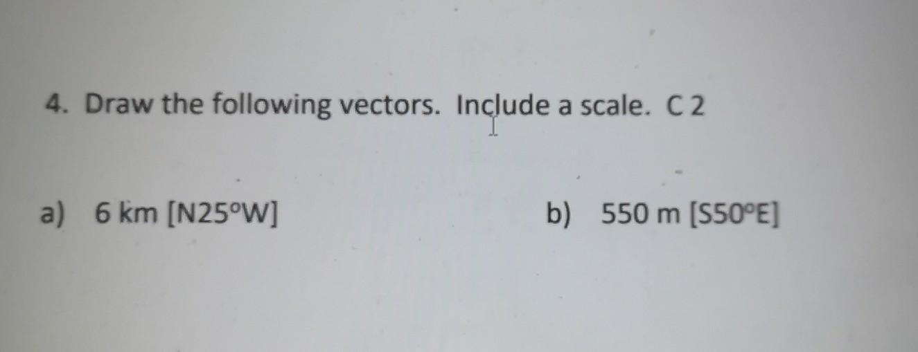 Solved 4. Draw the following vectors. Include a scale. C2 a) | Chegg.com