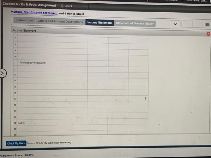 Solved pter 6- Ex & Prob. Assignment Multiple-Step Income | Chegg.com