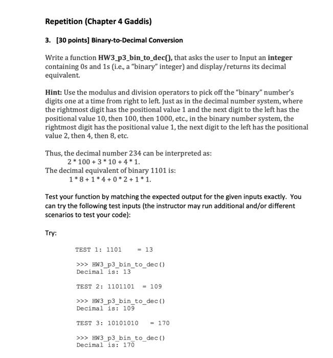 Solved Repetition (Chapter 4 Gaddis) 3. [30 points] | Chegg.com