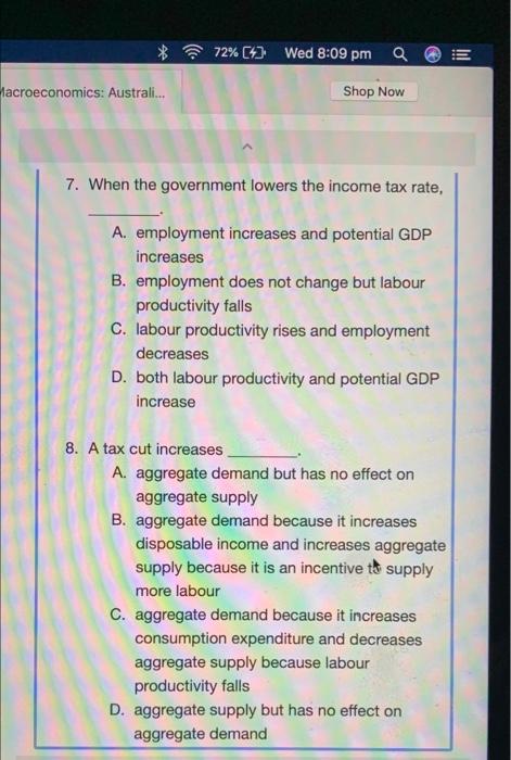 Solved Multiple choice quiz 1. The Australian government's | Chegg.com