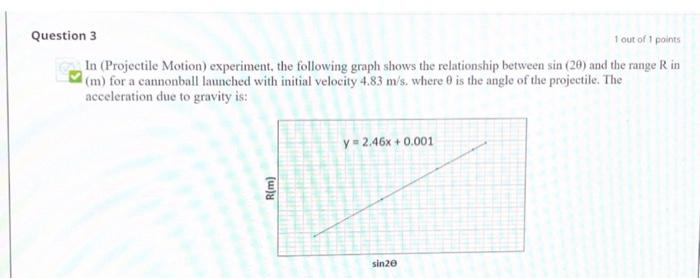 Solved Question 3 1 out of 1 points In (Projectile Motion) | Chegg.com