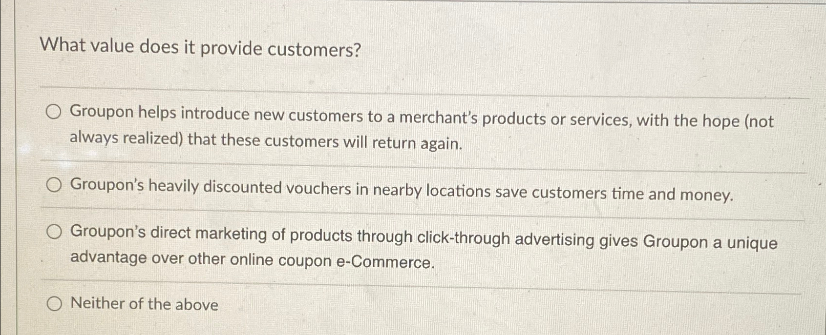 Solved What value does it provide customers?Groupon helps | Chegg.com