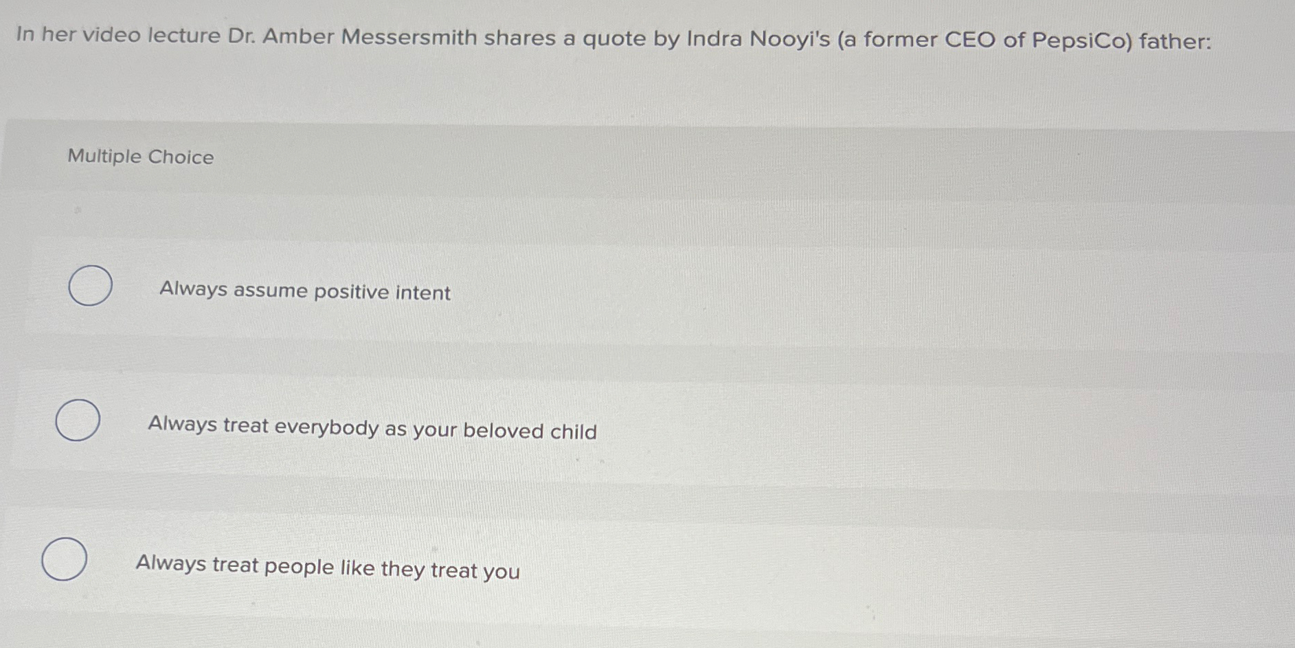 Solved In her video lecture Dr. ﻿Amber Messersmith shares a | Chegg.com