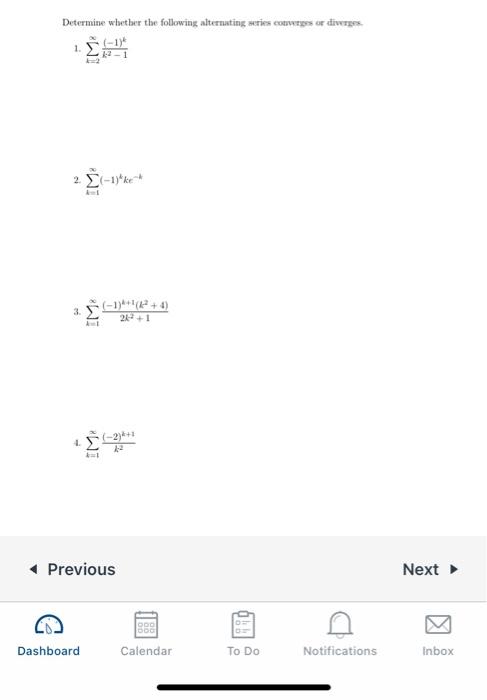 Solved Determine whether the following alternating series | Chegg.com