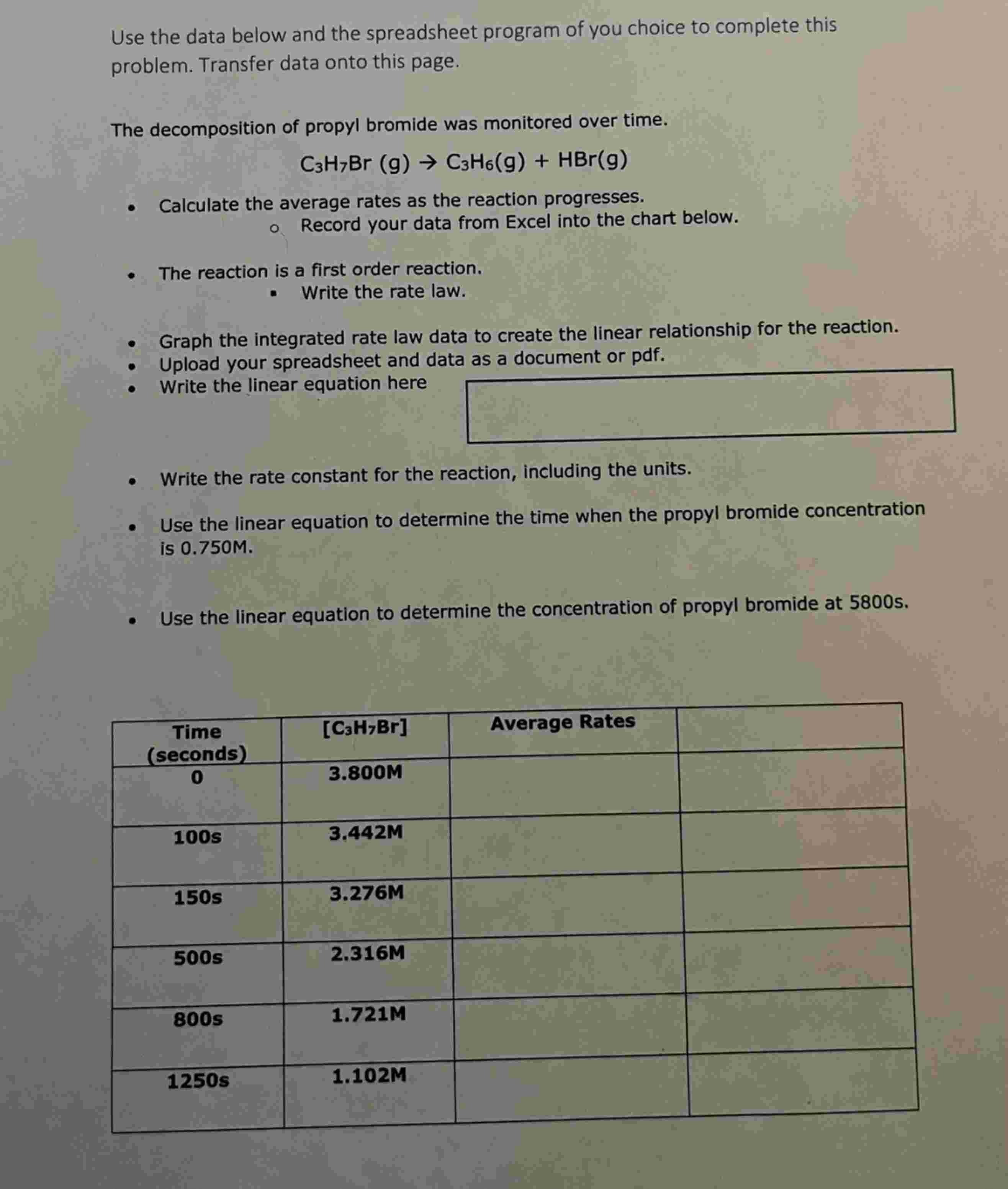 Use the data below and the spreadsheet program of you | Chegg.com