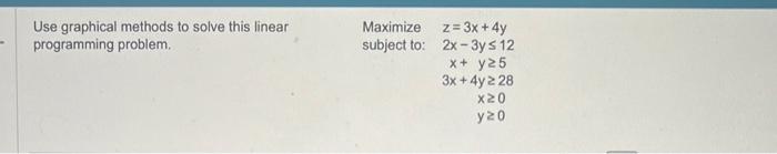 Solved Use graphical methods to solve this linear | Chegg.com