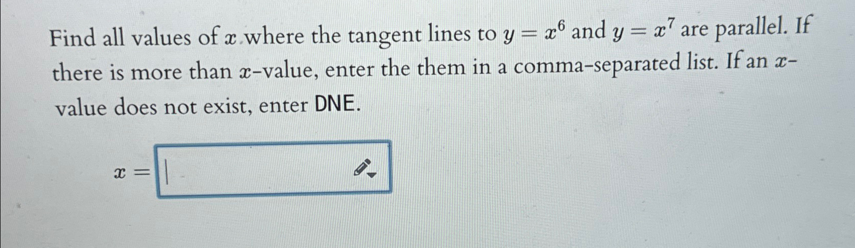 Solved Find all values of x.where the tangent lines to y=x6 | Chegg.com