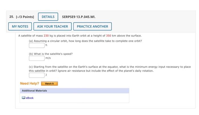 Solved 25. [-13 Points) DETAILS SERPSE9 13.P.045.WI. MY | Chegg.com Solved 25. [-13 Points) DETAILS SERPSE9 13.P.045.WI. MY | Chegg.com