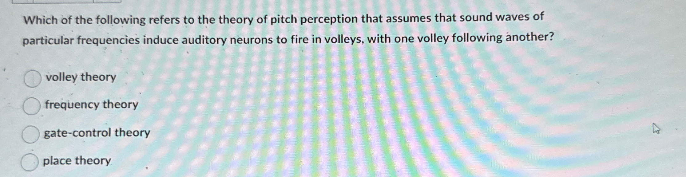 Solved Which of the following refers to the theory of pitch | Chegg.com