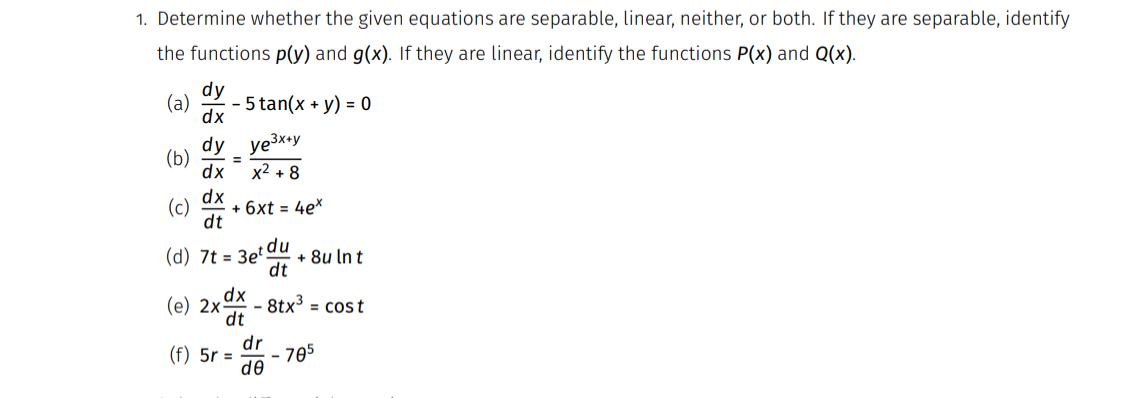 Solved Determine whether the given equations are separable, | Chegg.com