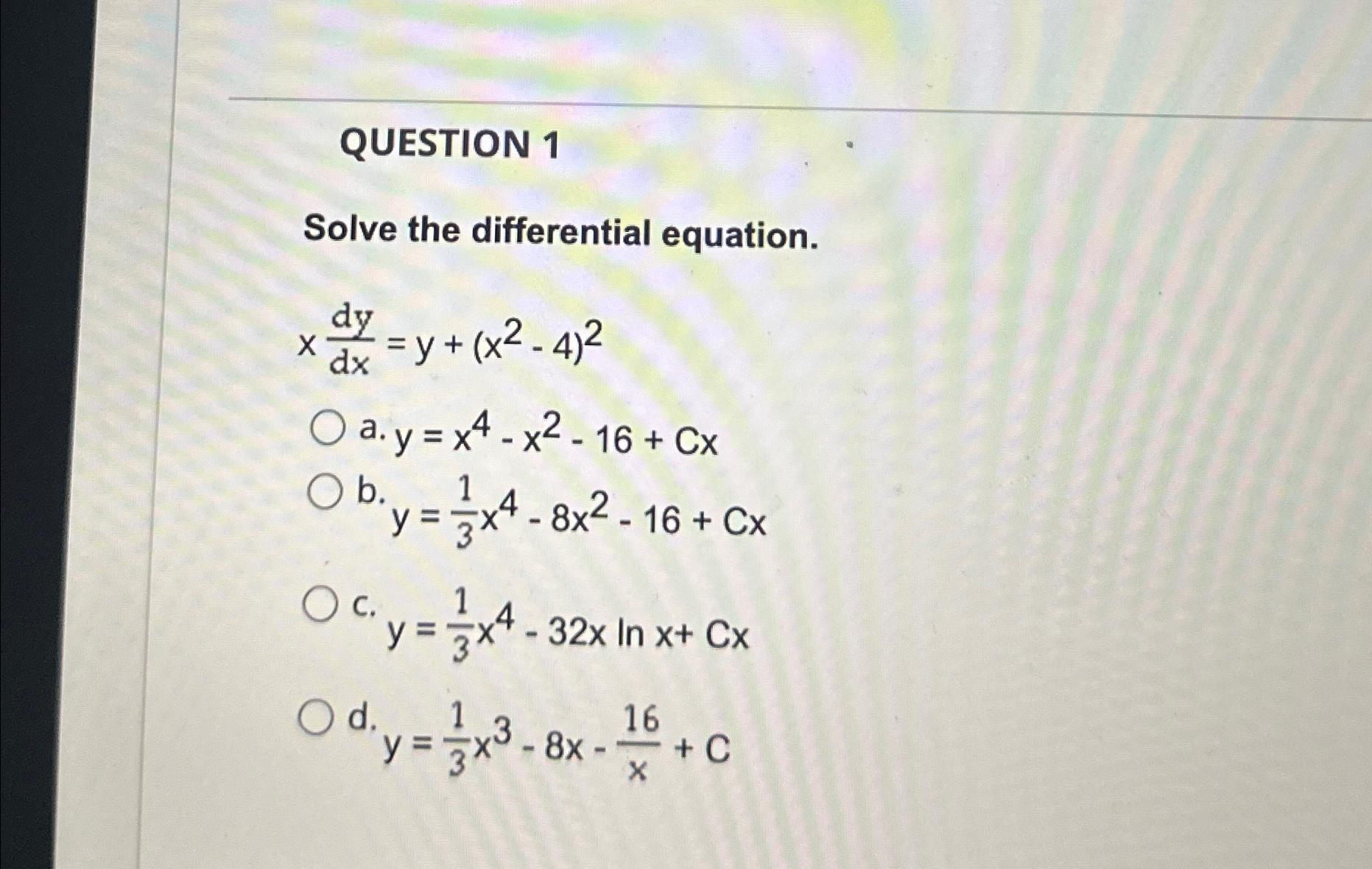 Solved QUESTION 1Solve the differential | Chegg.com