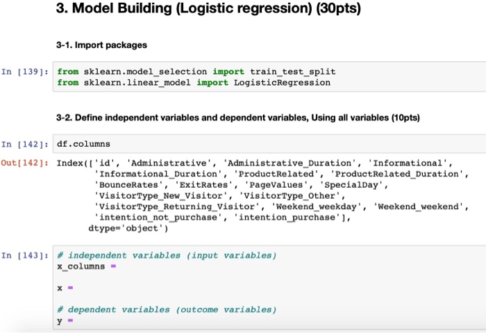 Solved 3. Model Building (Logistic regression) (30pts) 3-1. | Chegg.com