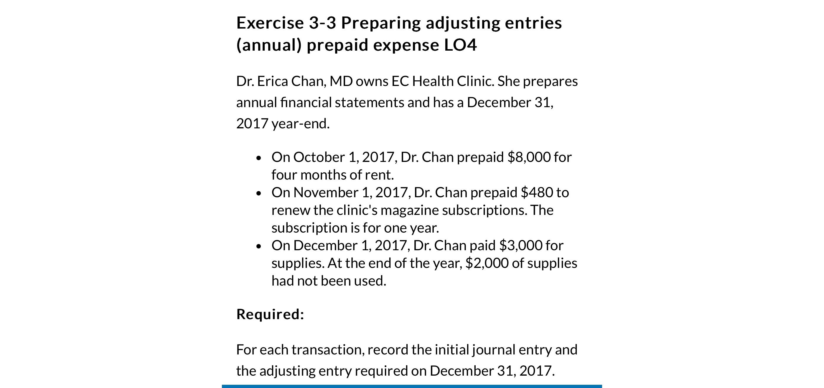 Solved Exercise 3-3 ﻿Preparing adjusting entries (annual) | Chegg.com