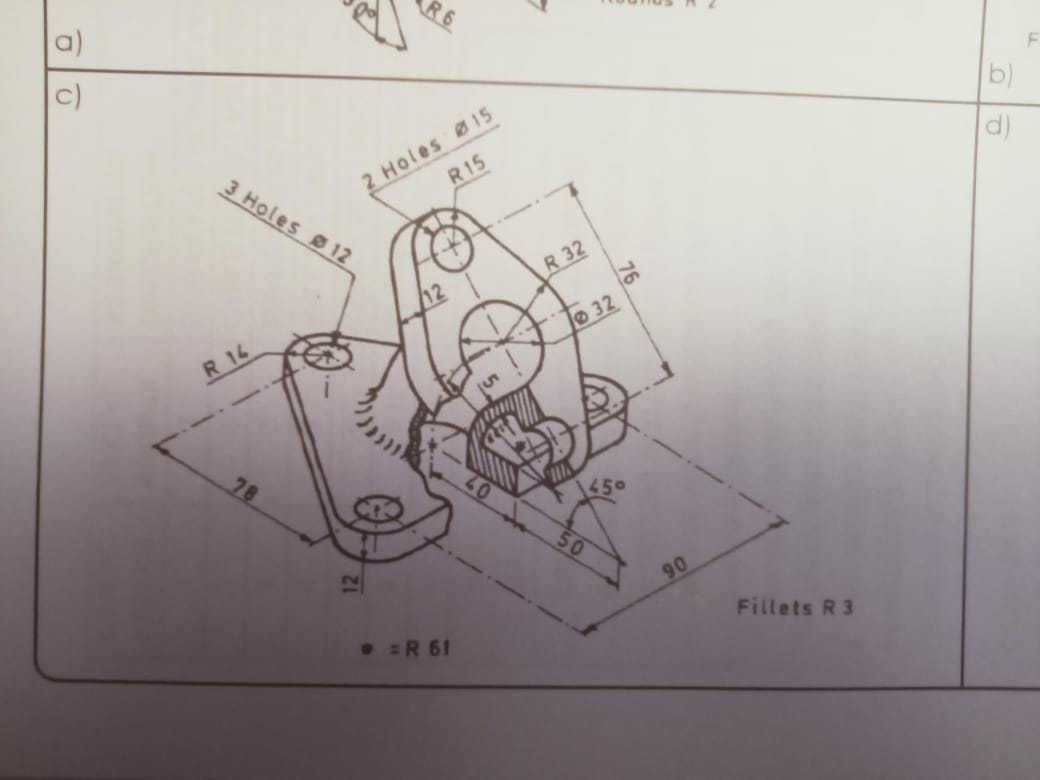 Solved Sketch the orthographic drawing of the following | Chegg.com