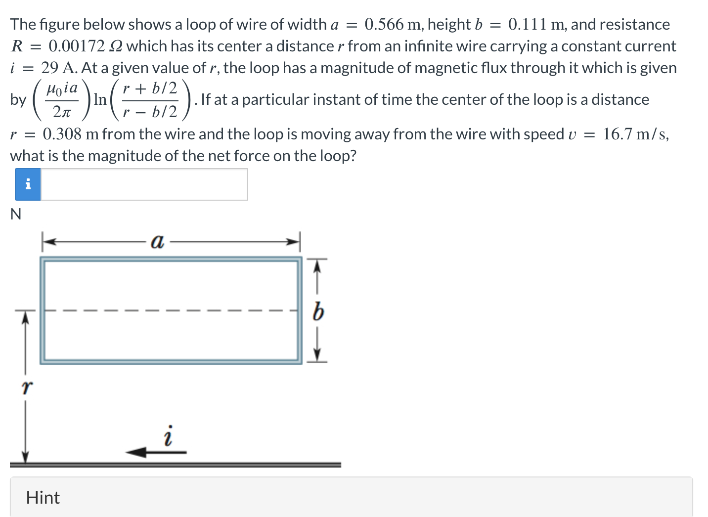 Solved The figure below shows a loop of wire of width | Chegg.com