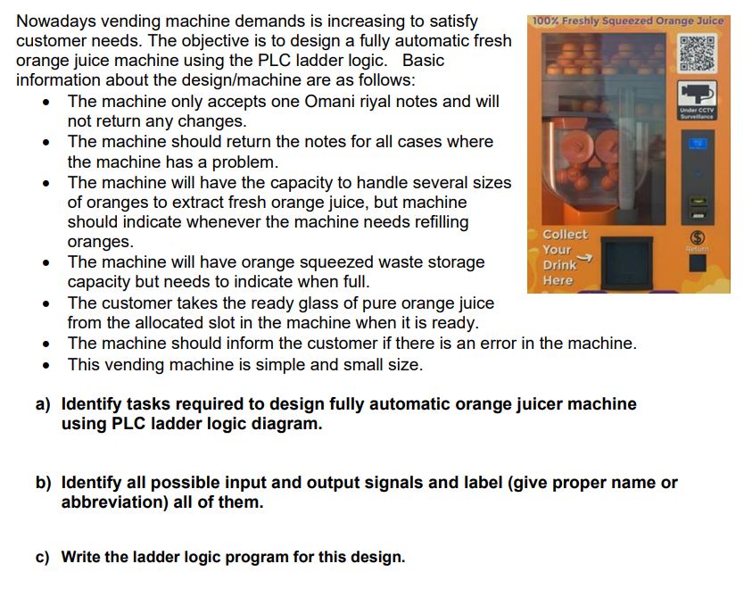 Solved Nowadays vending machine demands is increasing to | Chegg.com