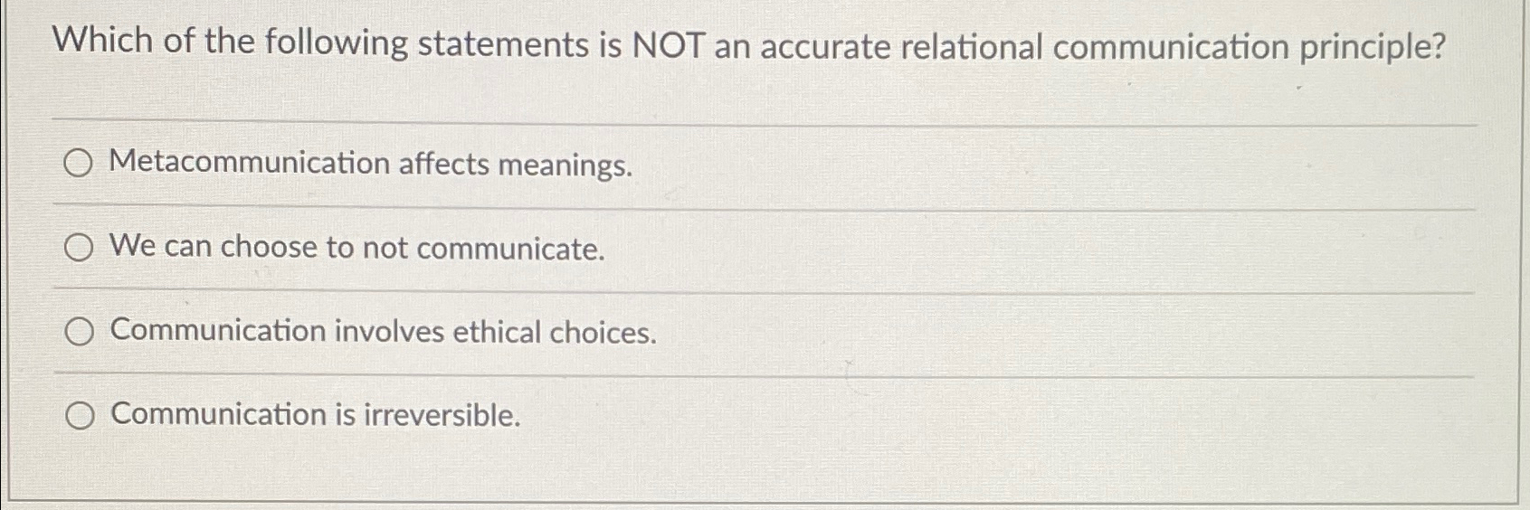Solved Which of the following statements is NOT an accurate | Chegg.com