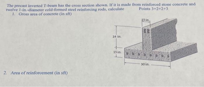 Solved The precast inverted T-beam has the cross section | Chegg.com