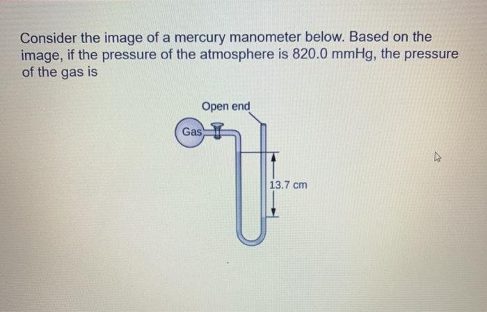 Solved Consider the image of a mercury manometer below. | Chegg.com