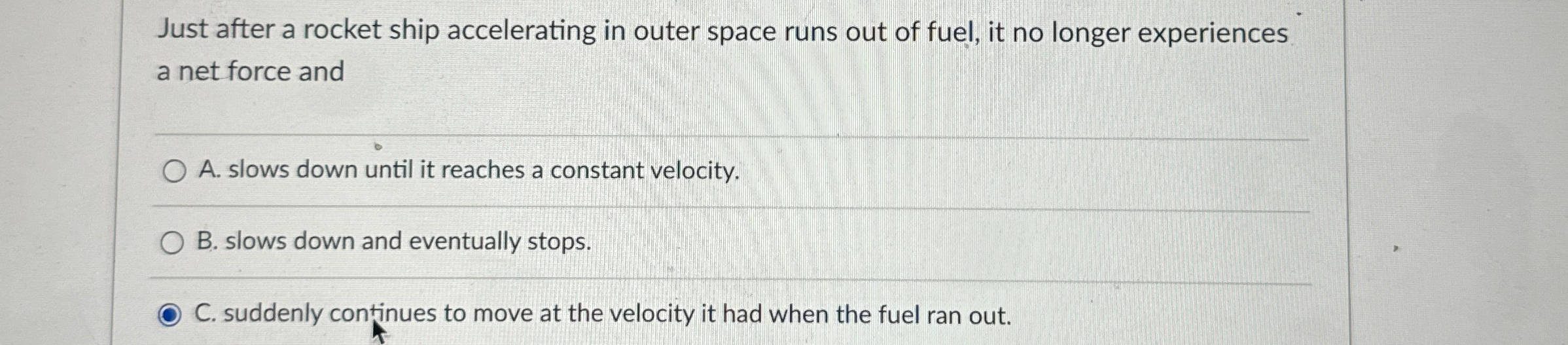 Solved Just after a rocket ship accelerating in outer space | Chegg.com