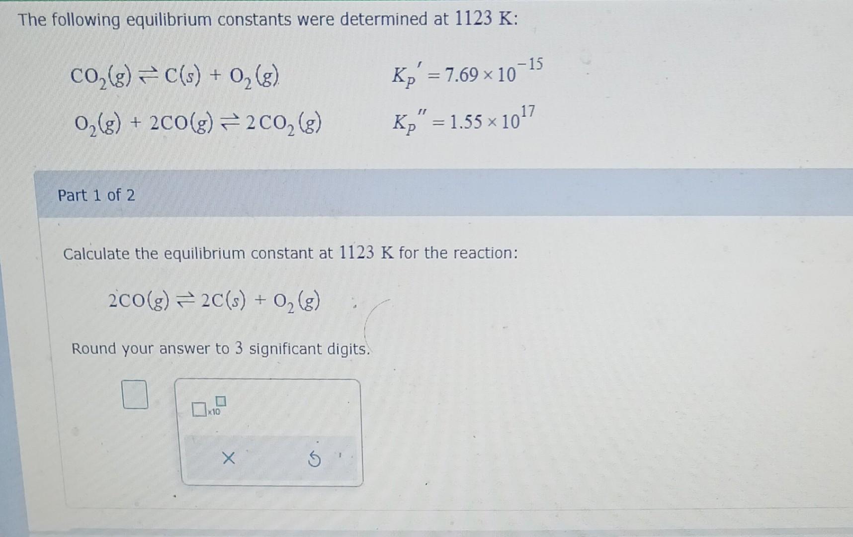 Solved The following equilibrium constants were determined | Chegg.com