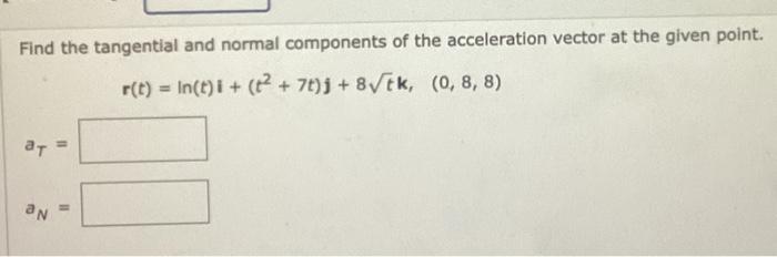 Solved Find the tangential and normal components of the | Chegg.com