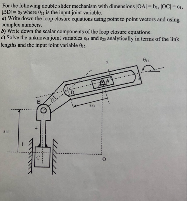 Solved For the following double slider mechanism with | Chegg.com