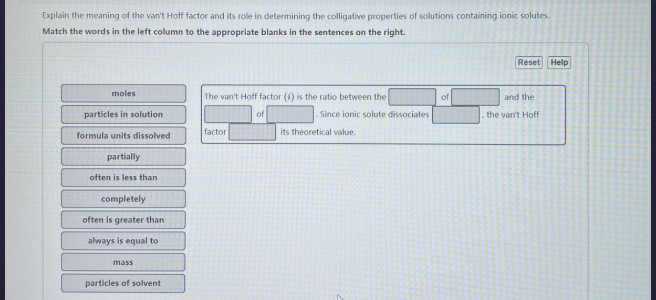 Solved Explain the meaning of the van't Hoff factor and its | Chegg.com
