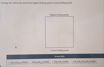 Solved Arrange the carbexylic acids from highest boiling | Chegg.com
