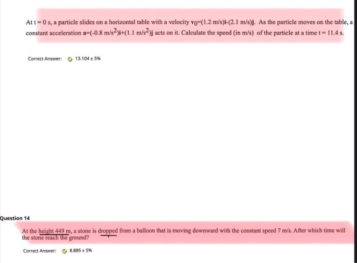 Solved At t=0 s, a particle slides on a horizontal table | Chegg.com