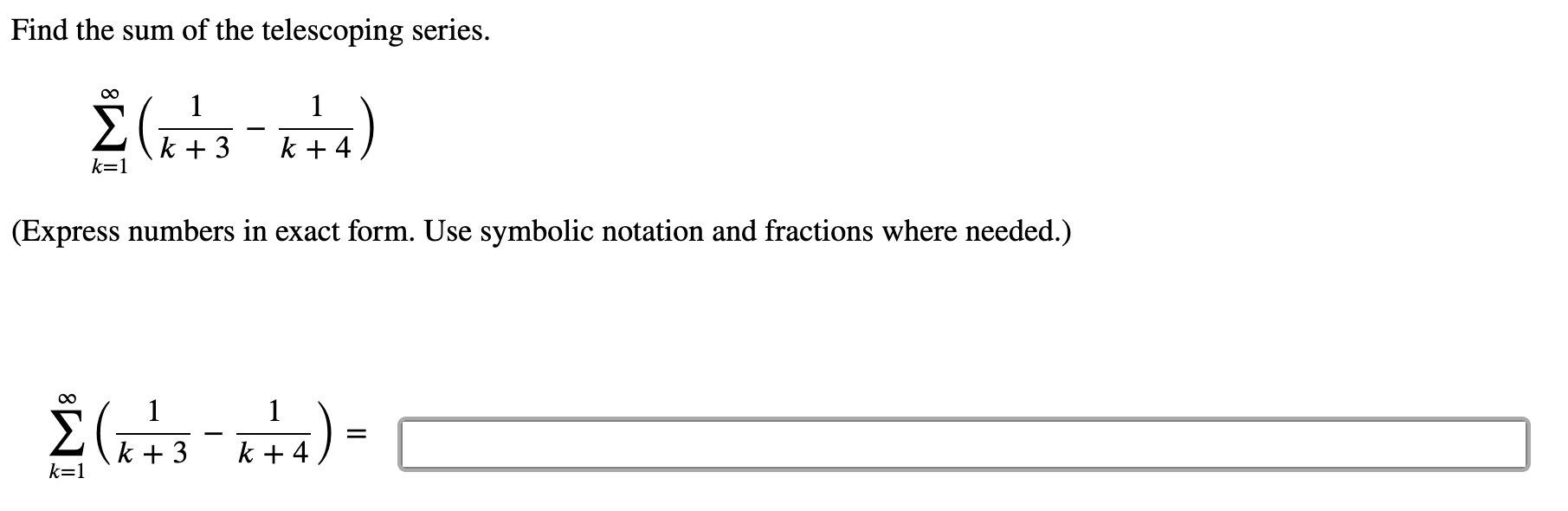 Solved Find the sum of the telescoping | Chegg.com