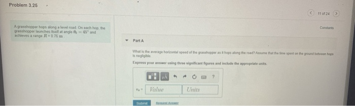 Solved Problem 3.25 11 of 24 Constant A grasshopper hops | Chegg.com