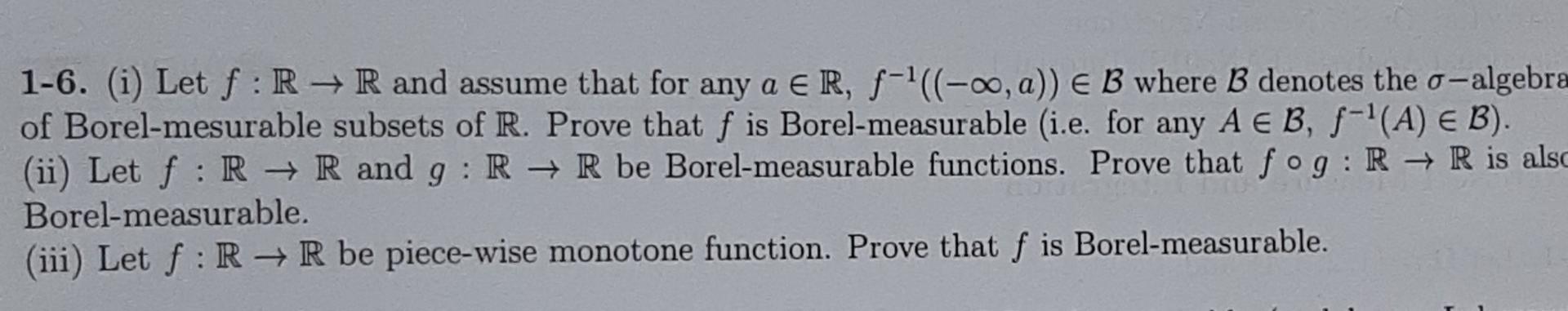 Solved 1-6. (i) Let \\( f: \\mathbb{R} \\rightarrow | Chegg.com