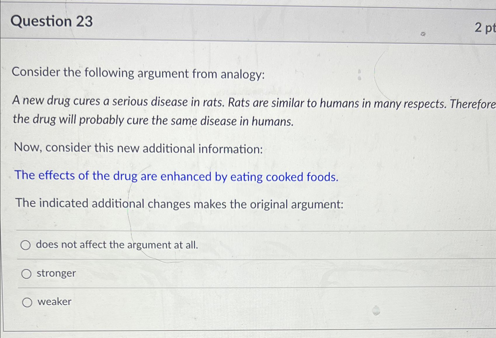 Question 23Consider the following argument from | Chegg.com