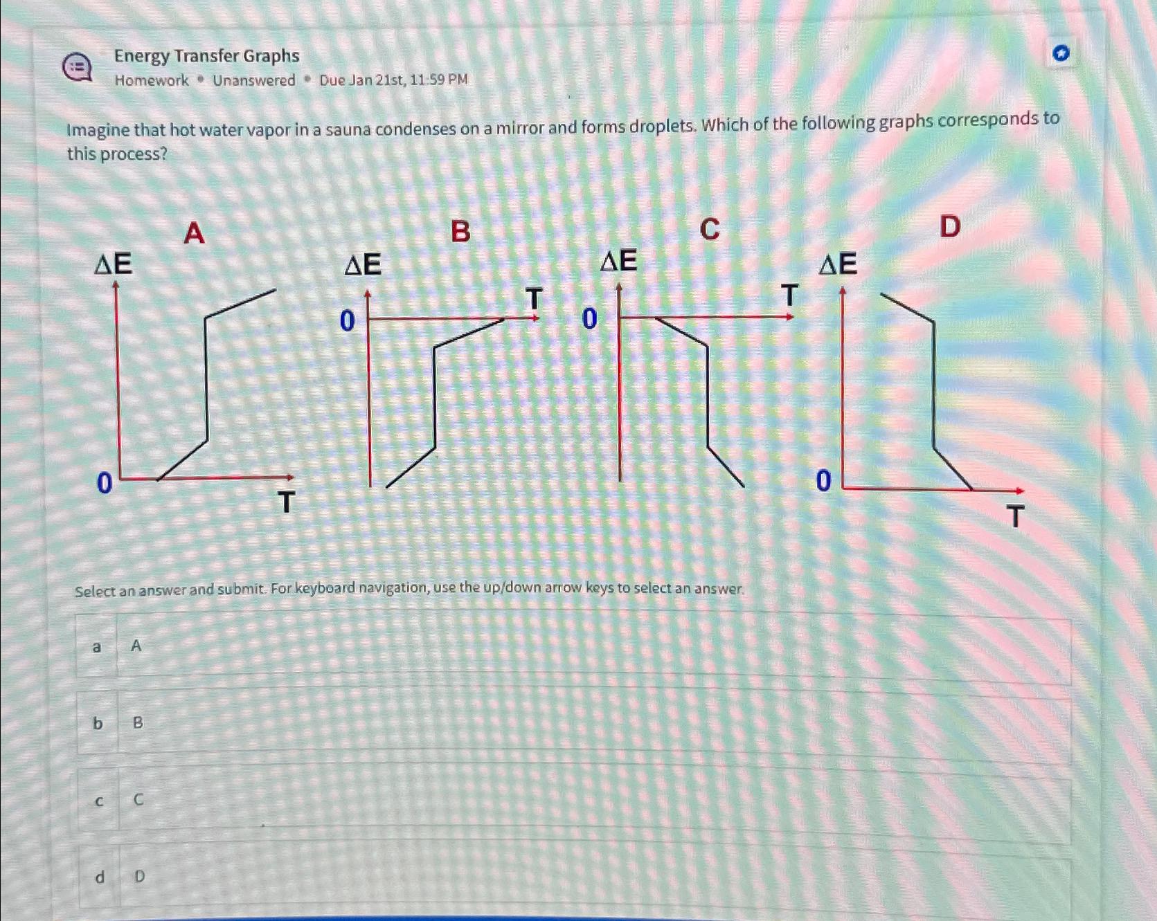 Solved Energy Transfer Graphs\\nHomework * Unanswered * Due | Chegg.com