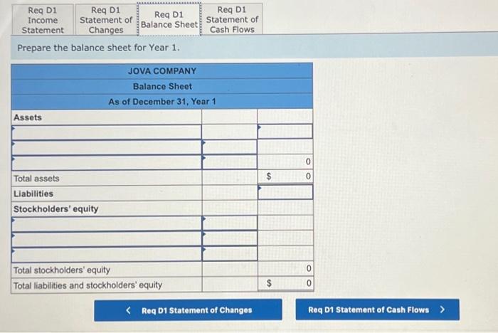 Solved Prepare the balance sheet for Year 1 .Complete this | Chegg.com