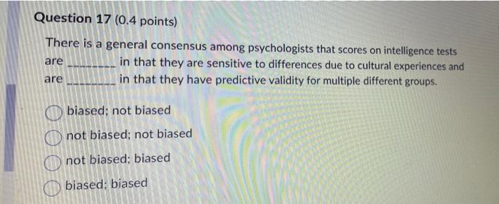 Solved There is a general consensus among psychologists that | Chegg.com