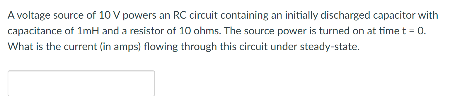 Solved A voltage source of 10V ﻿powers an RC ﻿circuit | Chegg.com