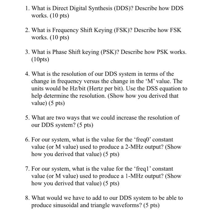 Solved 1. What is Direct Digital Synthesis (DDS)? Describe | Chegg.com