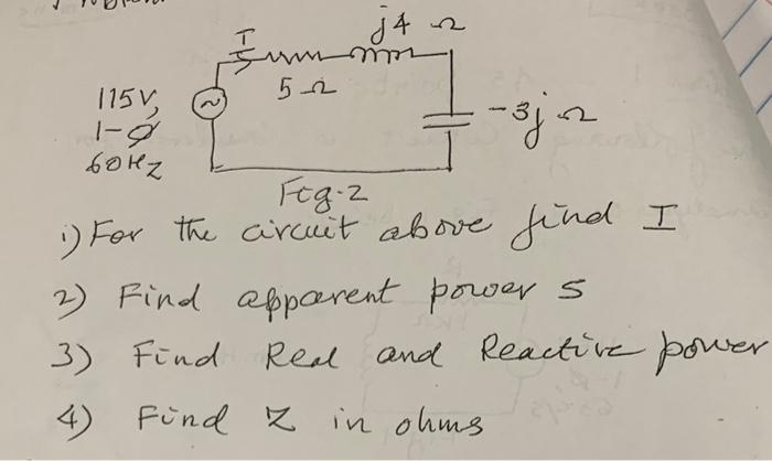 Solved i) For the arcuit above find I 2) Find apparent power | Chegg.com