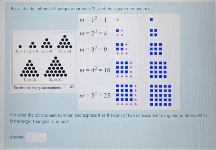 Solved Recall the definitions of triangular numbers T, and | Chegg.com