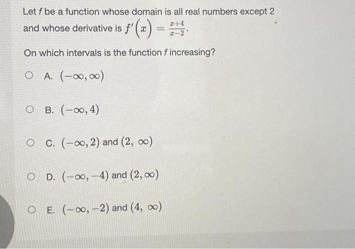 Solved Let f be a function whose domain is all real numbers | Chegg.com
