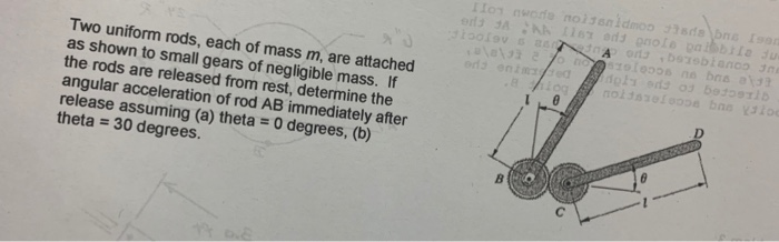 Solved Two uniform rods, each of mass m, are attached as | Chegg.com