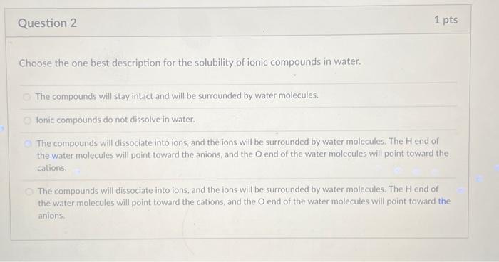 Solved Choose the one best description for the solubility of | Chegg.com